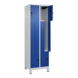 C+P Z-Spind, Classic PLUS, F&uuml;&szlig;e, 4 F&auml;cher, 1950x600x500mm, 7035/5010 Verschluss Sicherheits-Drehriegel ; C + P M&ouml;belsysteme (080013-204|S10003)