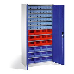 C+P Magazinschrank mit 72 Sichtlager- und Regalk&auml;sten, H1980xB1000xT420mm Front Enzianblau Korpus Lichtgrau ; C + P M&ouml;belsysteme (133144-29|S10023)