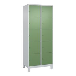 C+P Schlie&szlig;fachschrank Classic PLUS, F&uuml;&szlig;e, 2 Abteile, 1950x800x500mm, 7035/6011 Innenh&ouml;he Gefach oben (oberes 365 mm Front RAL 6011 Resedagr&uuml;n ; C + P (080010-225|S10006)