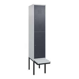 C+P Doppelstock-Spind Classic PLUS, Bank, 1 Abteil, 2120x400x815mm, 7035/7016 Verschluss Zylinderschloss Sitzbanktyp auskragend Material Sitzfl&auml;che Ku (0803407-12|S10023)