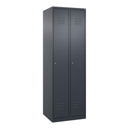 C+P Spind Classic PLUS, 2 Abteile, 1850x600x500mm, 7016/7016 Verschluss Zylinderschloss 3 Garderobenhaken ; C + P M&ouml;belsysteme (080000-20|S10028)