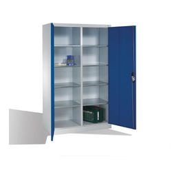 C+P Werkzeugschrank mit Dreht&uuml;ren, innen 10 F&auml;cher, H1950xB1200xT500mm Front Enzianblau Korpus Lichtgrau ; C + P M&ouml;belsysteme (8931-311|S10123)