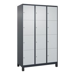 C+P Schlie&szlig;fachschrank Classic PLUS, F&uuml;&szlig;e, 3 Abteile, 1950x1200x500mm, 7016/7035 Innenh&ouml;he Gefach oben (oberes 453 mm Front RAL 7035 Lichtgrau ; C + P (080010-324|S10016)