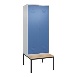 C+P PSA Doppel-Spind Classic PLUS, Bank, 2 Abteile, 2120x800x815mm, 7035/5023 Verschluss Zylinderschloss Sitzbanktyp untergebaut Material Sitzfläche B (0800527-22P|S10049)