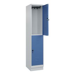 C+P Doppelstock-Spind Classic PLUS, Sockel, 1 Abteil, 1950x400x500mm, 7035/5023 Front RAL 5023 Fernblau ; C + P M&ouml;belsysteme (080320-12|S10005)