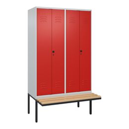 C+P PSA Doppel-Spind Classic PLUS, Bank, 4 Abteile, 2120x1200x815mm, 7035/3020 Verschluss Sicherheits-Drehriegel Sitzbanktyp auskragend Material Sitzf (0800427-40P|S10002)