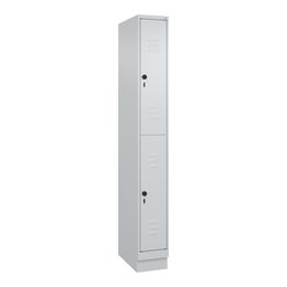 C+P Doppelstock-Spind Classic PLUS, Sockel, 1 Abteil, 1950x250x500mm, 7035/7035 Front RAL 7035 Lichtgrau ; C + P M&ouml;belsysteme (080320-19|S10009)