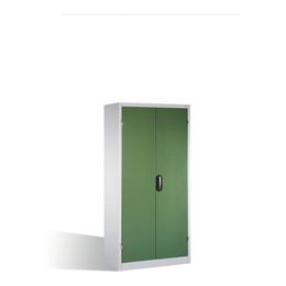 C+P Schwerlastschrank mit Dreht&uuml;ren, 3 B&ouml;den und 3 Sch&uuml;be, H1950xB930xT600mm Front Resedagr&uuml;n Korpus Lichtgrau ; C + P M&ouml;belsysteme (8922-5230|S10109)