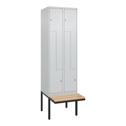 C+P Z-Spind Classic PLUS, Bank, 4 F&auml;cher, 2120x600x815mm, 7035/7035 Verschluss Zylinderschloss Sitzbanktyp auskragend Material Sitzfl&auml;che Buche-Hartho (0800437-204|S10024)