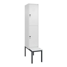 C+P Doppelstock-Spind Classic PLUS, Bank, 1 Abteil, 2120x400x815mm, 9016/9016 Verschluss Sicherheits-Drehriegel Sitzbanktyp untergebaut Material Sitzf (0803507-12|S10119)