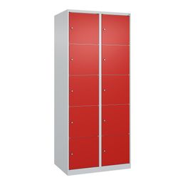 C+P Schlie&szlig;fachschrank Classic PLUS, 2 Abteile, 1850x800x500mm, 7035/3020 Innenh&ouml;he Gefach oben (oberes 365 mm Front RAL 3020 Verkehrsrot ; C + P M&ouml;be (080000-225|S10002)