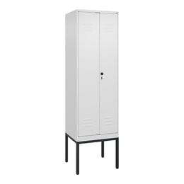 C+P Schwarz-Wei&szlig;-Spind Classic PLUS, Gestell, 2 Abteile, 2120x600x500mm, 9016/90 Front RAL 9016 Verkehrswei&szlig; Verschluss Sicherheits-Drehriegel ; C + P (0800327-20|S10014)