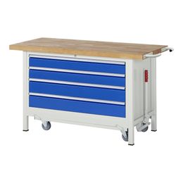 Rau Werkbank mit Fahrgestell 8362, B1500xT700xH880mm, 4x Schublade-TA (05-8362A2-157B4F.11)