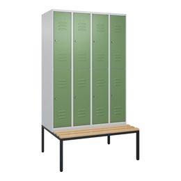 C+P Doppelstock-Spind Classic PLUS, Bank, 4 Abteile, 2120x1200x815mm, 7035/6011 Verschluss Zylinderschloss Sitzbanktyp untergebaut Material Sitzfl&auml;che (0803507-40|S10096)