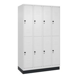 C+P Doppelstock-Spind Classic PLUS, Sockel, 4 Abteile, 1950x1200x500mm, 9016/901 Front RAL 9016 Verkehrswei&szlig; ; C + P M&ouml;belsysteme (080320-40|S10014)
