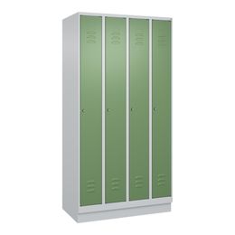 C+P Spind Classic PLUS, Sockel, 4 Abteile, 1950x1000x500mm, 7035/6011 Verschluss Zylinderschloss 3 Garderobenhaken ; C + P M&ouml;belsysteme (080020-49|S10021)
