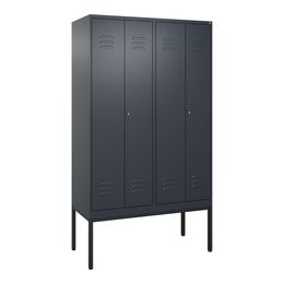 C+P Schwarz-Wei&szlig;-Spind Classic PLUS, Gestell, 4 Abteile, 2120x1200x500mm, 7016/7 Front RAL 7016 Anthrazitgrau Verschluss Zylinderschloss ; C + P M&ouml;bel (0800327-40|S10027)