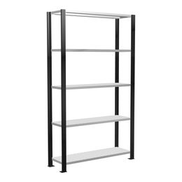 SCHULTE LAGERTECHNIK Schulte Grundregal B&uuml;ro-Steckregal MULTIplus85 1800 x 1000 x 300 mm 5 Fachb&ouml;den Kreuzstrebe schwarz/RAL 7035 lichtgrau mit Anschlagleiste ; Schulte La (36001-S)