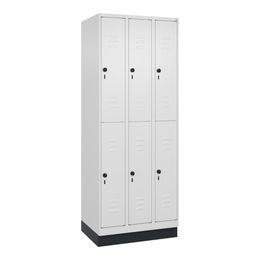 C+P Doppelstock-Spind Classic PLUS, Sockel, 3 Abteile, 1950x750x500mm, 9016/9016 Front RAL 9016 Verkehrswei&szlig; ; C + P M&ouml;belsysteme (080320-39|S10014)