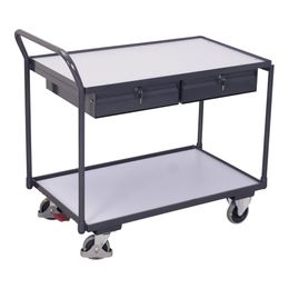 VARIOfit ESD Tischwagen mit 2 Ladeflächen und 2 Schubladen Schiebegriff nach oben gerichtet ; Cordes (sw-600.959)