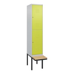 C+P Doppelstock-Spind Classic PLUS, Bank, 1 Abteil, 2120x400x815mm, 7035/0024 Verschluss Zylinderschloss Sitzbanktyp auskragend Material Sitzfläche Bu (0803407-12|S10100)