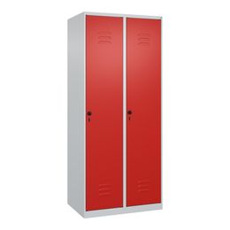C+P Spind Classic PLUS, 2 Abteile, 1850x800x500mm, 7035/3020 Verschluss Sicherheits-Drehriegel 4 Garderobenhaken ; C + P M&ouml;belsysteme (080000-22|S10002)