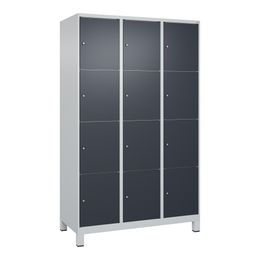 C+P Schlie&szlig;fachschrank Classic PLUS, F&uuml;&szlig;e, 3 Abteile, 1950x1200x500mm, 7035/7016 Innenh&ouml;he Gefach oben (oberes 453 mm Front RAL 7016 Anthrazitgrau ; C (080010-324|S10008)