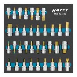 Hazet Schraubendreher-Steckschl&uuml;sseleinsatz-Satz 163-407/35 Vierkant hohl 12,5 mm (1/2 Zoll) Innen-Sechskant Profil, Innen Vielzahn Profil XZN, Innen )