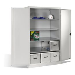 C+P Schwerlast-Werkzeugschrank XXL mit Dreht&uuml;ren, innen 4 B&ouml;den, H1950xB1200xT800mm Front Lichtgrau Korpus Lichtgrau ; C + P M&ouml;belsysteme (8934-052|S10104)
