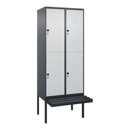 C+P Doppelstock-Spind Classic PLUS, Bank, 2 Abteile, 2120x800x815mm, 7016/7035 Verschluss Sicherheits-Drehriegel Sitzbanktyp auskragend Material Sitzf (0803407-22|S10118)