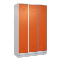 C+P Spind Classic PLUS, Sockel, 3 Abteile, 1950x1200x500mm, 7035/2004 Verschluss Zylinderschloss 4 Garderobenhaken ; C + P M&ouml;belsysteme (080020-32|S10032)