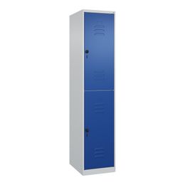 C+P Doppelstock-Spind Classic PLUS, 1 Abteil, 1850x400x500mm, 7035/5010 Verschluss Sicherheits-Drehriegel ; C + P Möbelsysteme (080300-12|S10003)