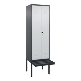 C+P PSA Doppel-Spind Classic PLUS, Bank, 2 Abteile, 2120x600x815mm, 7016/7035 Verschluss Sicherheits-Drehriegel Sitzbanktyp auskragend Material Sitzfl (0800427-20P|S10043)