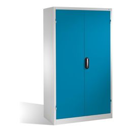 C+P Magazinschrank mit 92 Sichtlagerk&auml;sten, H1950xB1100xT535mm Front Lichtblau Korpus Lichtgrau ; C + P M&ouml;belsysteme (130276-65|S10018)