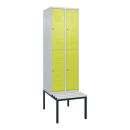 C+P Doppelstock-Spind Classic PLUS, Bank, 2 Abteile, 2120x600x815mm, 7035/0024 Verschluss Zylinderschloss Sitzbanktyp untergebaut Material Sitzfläche (0803507-20|S10025)