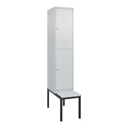 C+P Doppelstock-Spind Classic PLUS, Bank, 1 Abteil, 2120x400x815mm, 7035/7035 Verschluss Zylinderschloss Sitzbanktyp untergebaut Material Sitzfl&auml;che K (0803507-12|S10024)