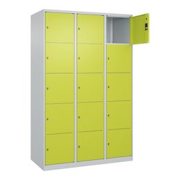 C+P Schlie&szlig;fachschrank Classic PLUS, 3 Abteile, 1850x1200x500mm, 7035/0024 Innenh&ouml;he Gefach oben (oberes 365 mm Front 1108060 RDS Viridingr&uuml;n ; C + P (080000-325|S10009)