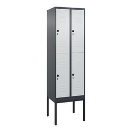 C+P Doppelstock-Spind Classic PLUS, Gestell, 2 Abteile, 2120x600x500mm, 7016/703 Verschluss Sicherheits-Drehriegel Front RAL 7035 Lichtgrau ; C + P M&ouml; (0803307-20|S10013)