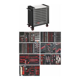 Vigor V4481-X/499 Edelstahl Werkstattwagen 1000 XL mit Sortiment (499-teilig, Gesamtlänge: 907 mm) für Werkstatt und Industrie)