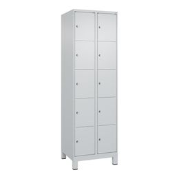 C+P Schlie&szlig;fachschrank Classic PLUS, F&uuml;&szlig;e, 2 Abteile, 1950x600x500mm, 7035/7035 Innenh&ouml;he Gefach oben (oberes 365 mm Front RAL 7035 Lichtgrau ; C + P (080010-205|S10009)