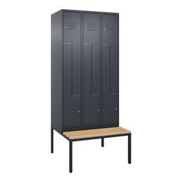 C+P Z-Spind Classic PLUS, Bank, 6 F&auml;cher, 2120x900x815mm, 7016/7016 Verschluss Zylinderschloss Sitzbanktyp untergebaut Material Sitzfl&auml;che Buche-Harth (0800537-306|S10027)