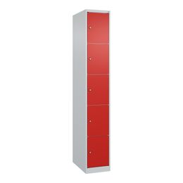 C+P Schlie&szlig;fachschrank Classic PLUS, 1 Abteil, 1850x300x500mm, 7035/3020 Innenh&ouml;he Gefach oben (oberes 365 mm Front RAL 3020 Verkehrsrot ; C + P M&ouml;bel (080000-105|S10002)