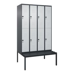 C+P Doppelstock-Spind Classic PLUS, Bank, 4 Abteile, 2120x1200x815mm, 7016/7035 Verschluss Sicherheits-Drehriegel Sitzbanktyp untergebaut Material Sit (0803507-40|S10118)