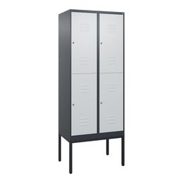 C+P Doppelstock-Spind Classic PLUS, Gestell, 2 Abteile, 2120x800x500mm, 7016/703 Verschluss Zylinderschloss Front RAL 7035 Lichtgrau ; C + P M&ouml;belsyst (0803307-22|S10028)