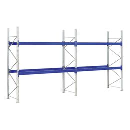 Bito Paletten-Komplettregal-Set P1 mit 2 Ebenen H3500xT1100xL22700 mm 600 kg, unmontiert enzianblau (42158)