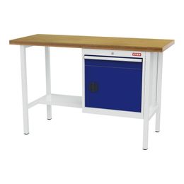 STIER Werkbank mit 1 Schublade und 1 Tür BxTxH 1500x600x960 mm RAL 7035 / RAL 5010 (905016)