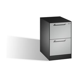 C+P Hängeregistraturschrank Asisto für Hängehefter DIN A4, 2 Schübe, einbahnig, Schwarzgrau/Weißaluminium ; C + P Möbelsysteme (146275-211|S10014)