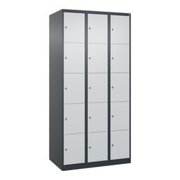 C+P Schlie&szlig;fachschrank Classic PLUS, 3 Abteile, 1850x900x500mm, 7016/7035 Innenh&ouml;he Gefach oben (oberes 365 mm Front RAL 7035 Lichtgrau ; C + P M&ouml;bels (080000-305|S10011)