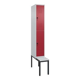 C+P Doppelstock-Spind Classic PLUS, Bank, 1 Abteil, 2120x300x815mm, 7035/3003 Verschluss Sicherheits-Drehriegel Sitzbanktyp untergebaut Material Sitzf (0803507-10|S10106)