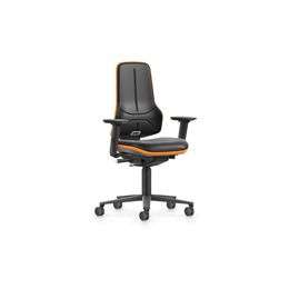 bimos Arbeitsstuhl XXL orange mit Rollen Kunstleder mit Armlehnen (9575-MG01-3279-703)